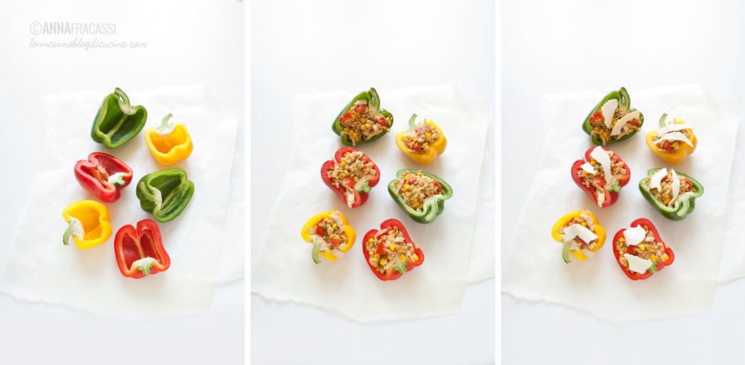 Peperoni ripieni di legumi e cereali alla messicana